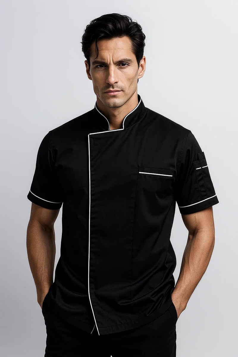 chef jacket black with White trim | Ace Chef Apparel | Chef uniform ...